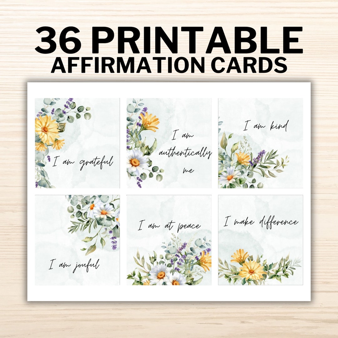 36 Affirmation Cards, Printable, Positive Affirmation, Quotes, Self ...