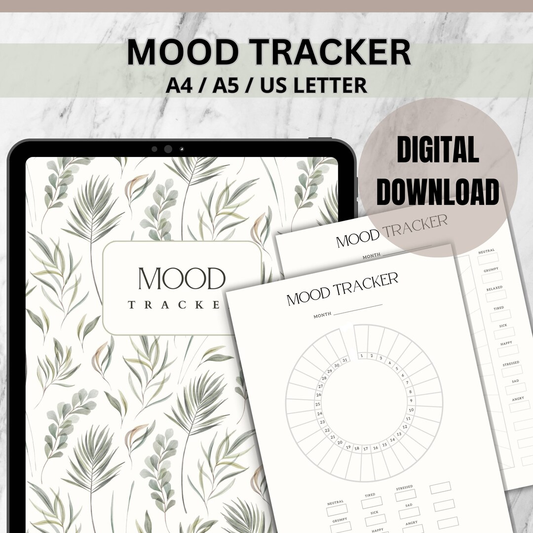 Monthly Mood Tracker Printable Kit: Circular Mood Chart (a4/a5/letter ...