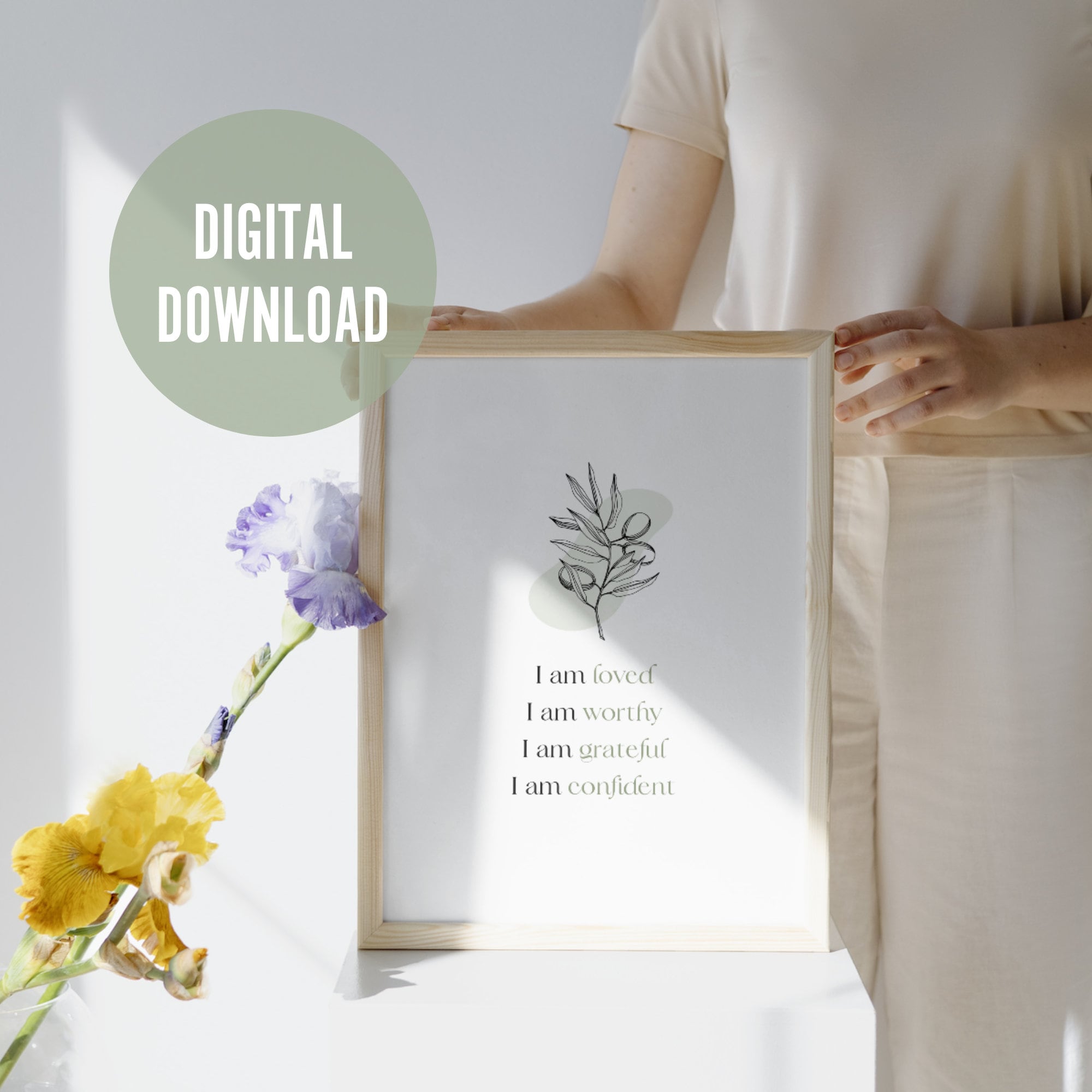 Self-love Positive Affirmation Printable Wall Art Botanical Printable ...
