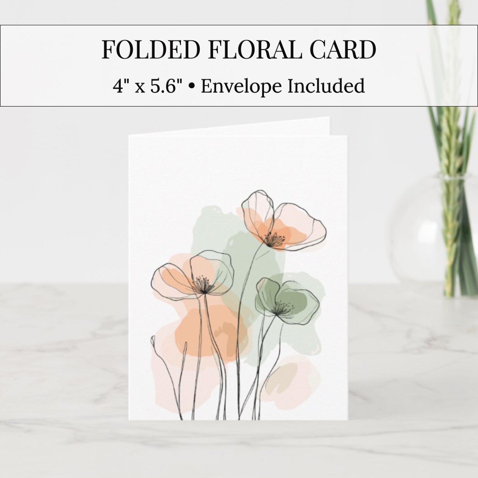 Sage Green Floral Greeting Cards Set of 6 – Volume 2 | Minimal ...