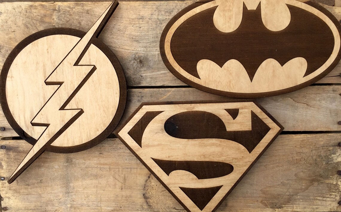 Superhero Logo Wooden Superhero Sign Superhero Wall Hanging - Etsy
