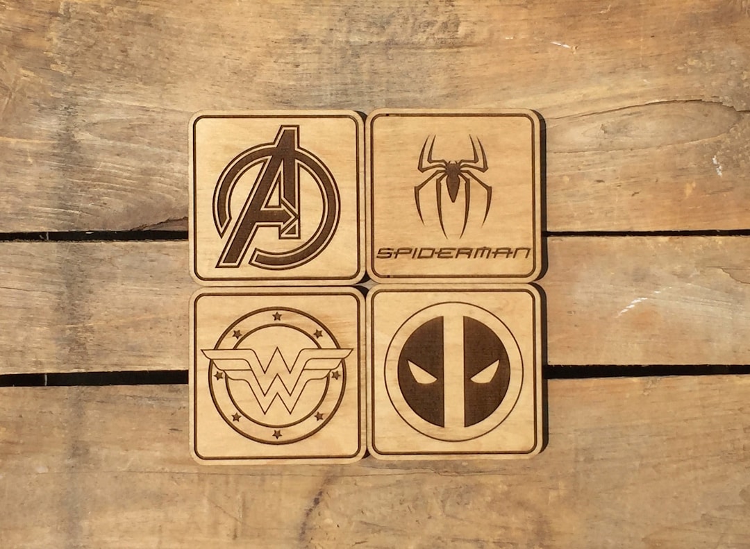 Superhero Coasters, Wooden Superhero Coasters - Etsy