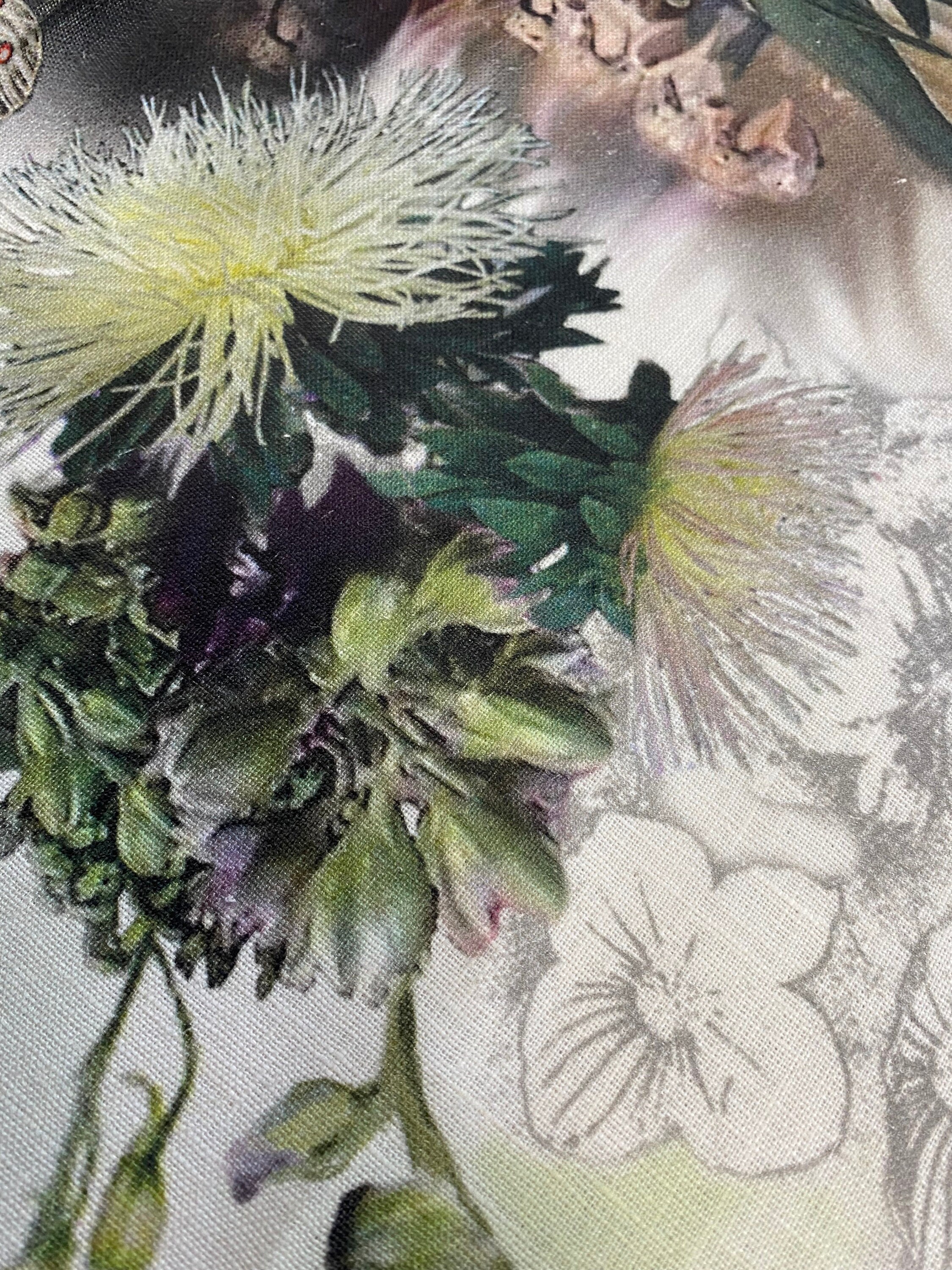 Floral Linen Fabric Flower Plants Printed Fabric by the Yard - Etsy