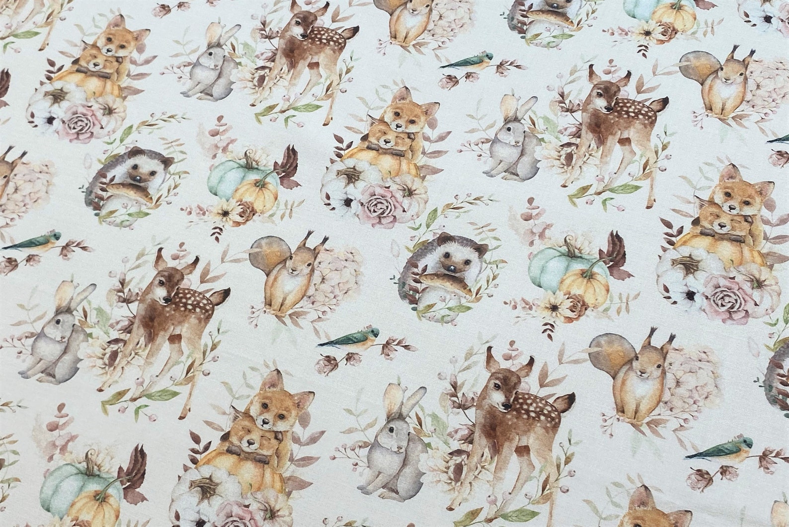 Cotton Fabric by the Yard, Baby Animals, Forest Animals, Quilting ...