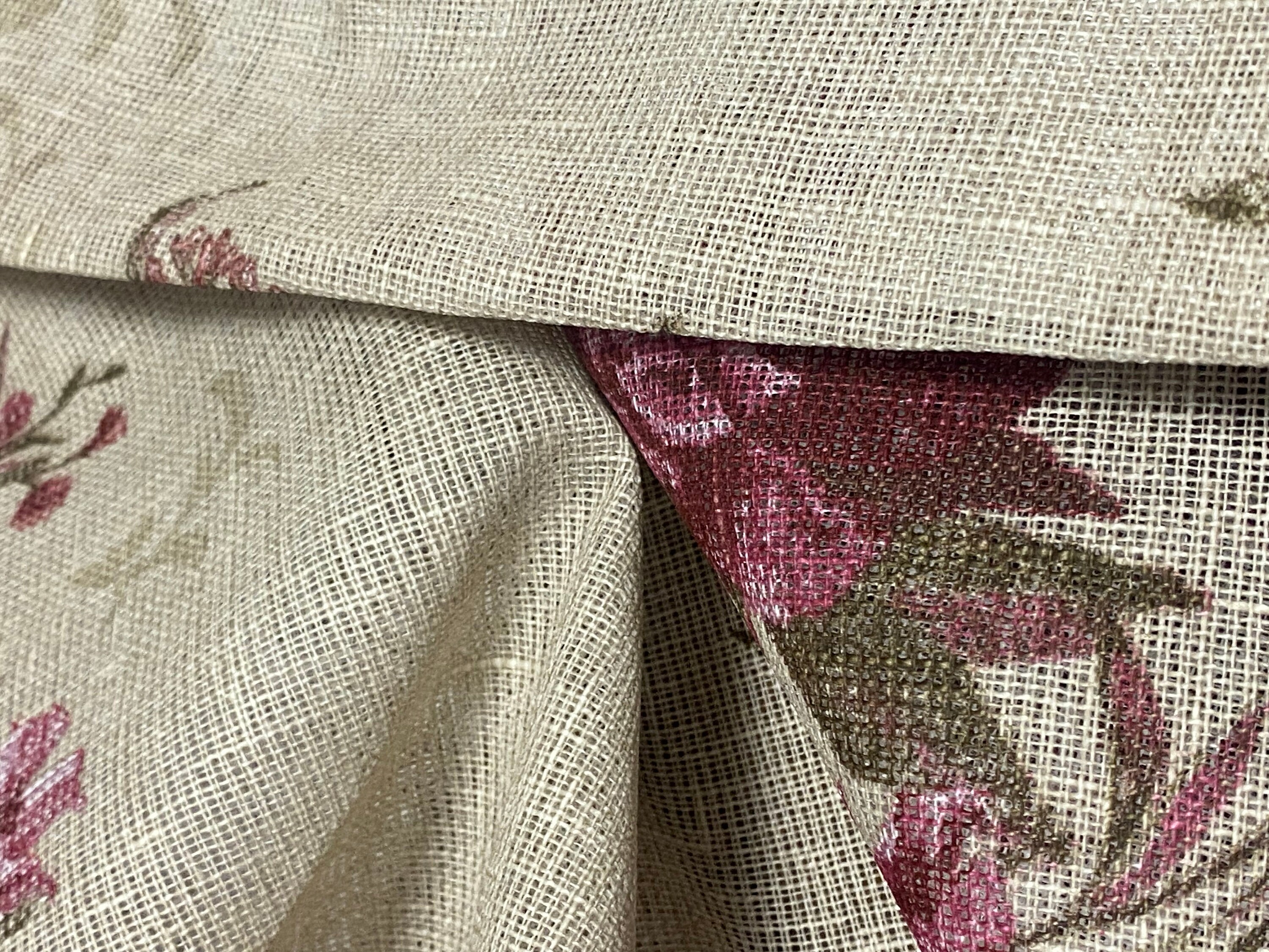 Rustic Natural Linen Fabric Floral Print Linen Fabric Shabby - Etsy