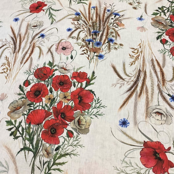 Floral Linen Fabric - Etsy