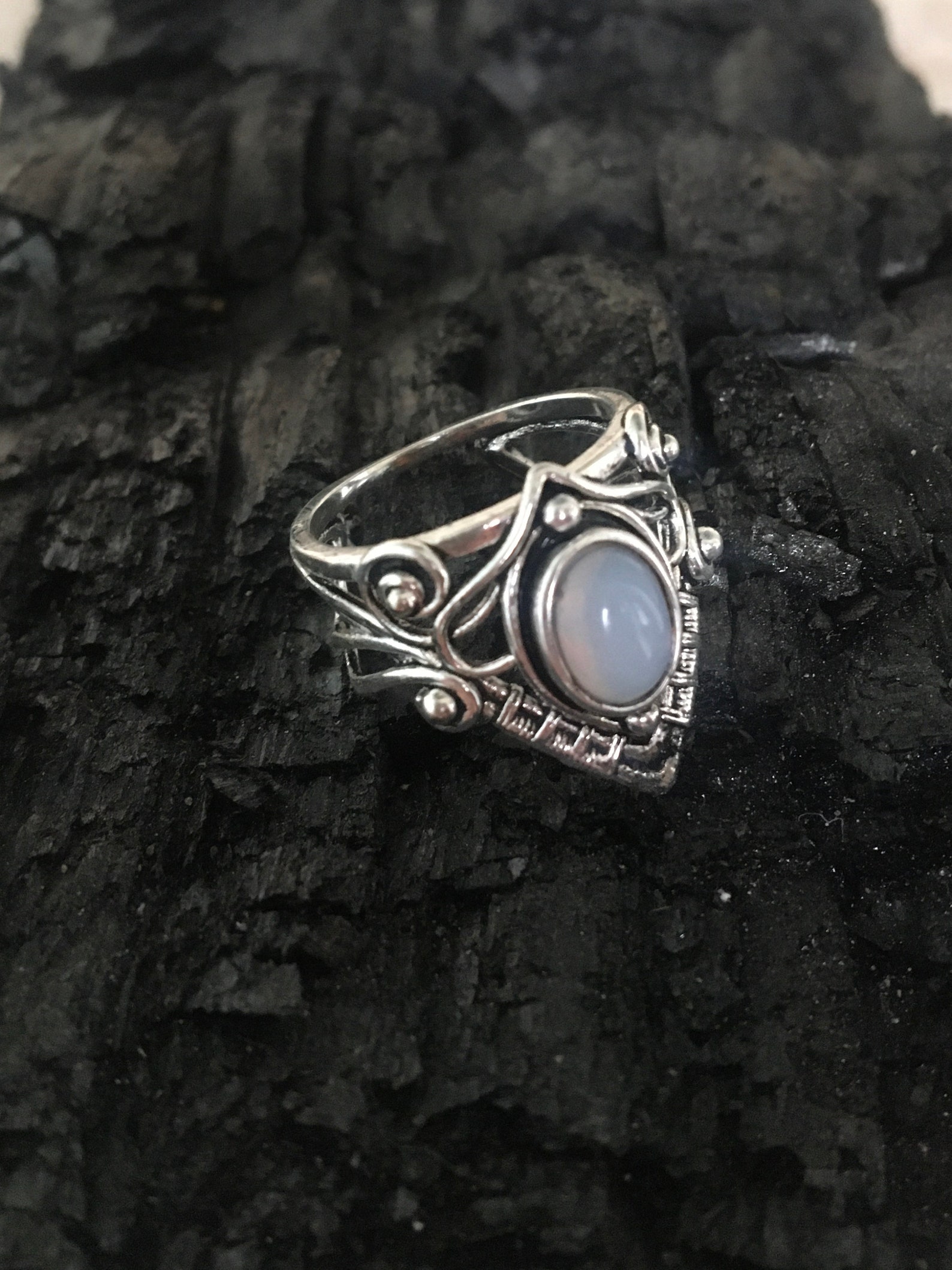 Delicate Antique Silver Victorian Edwardian Gothic Moonstone Ring - Etsy
