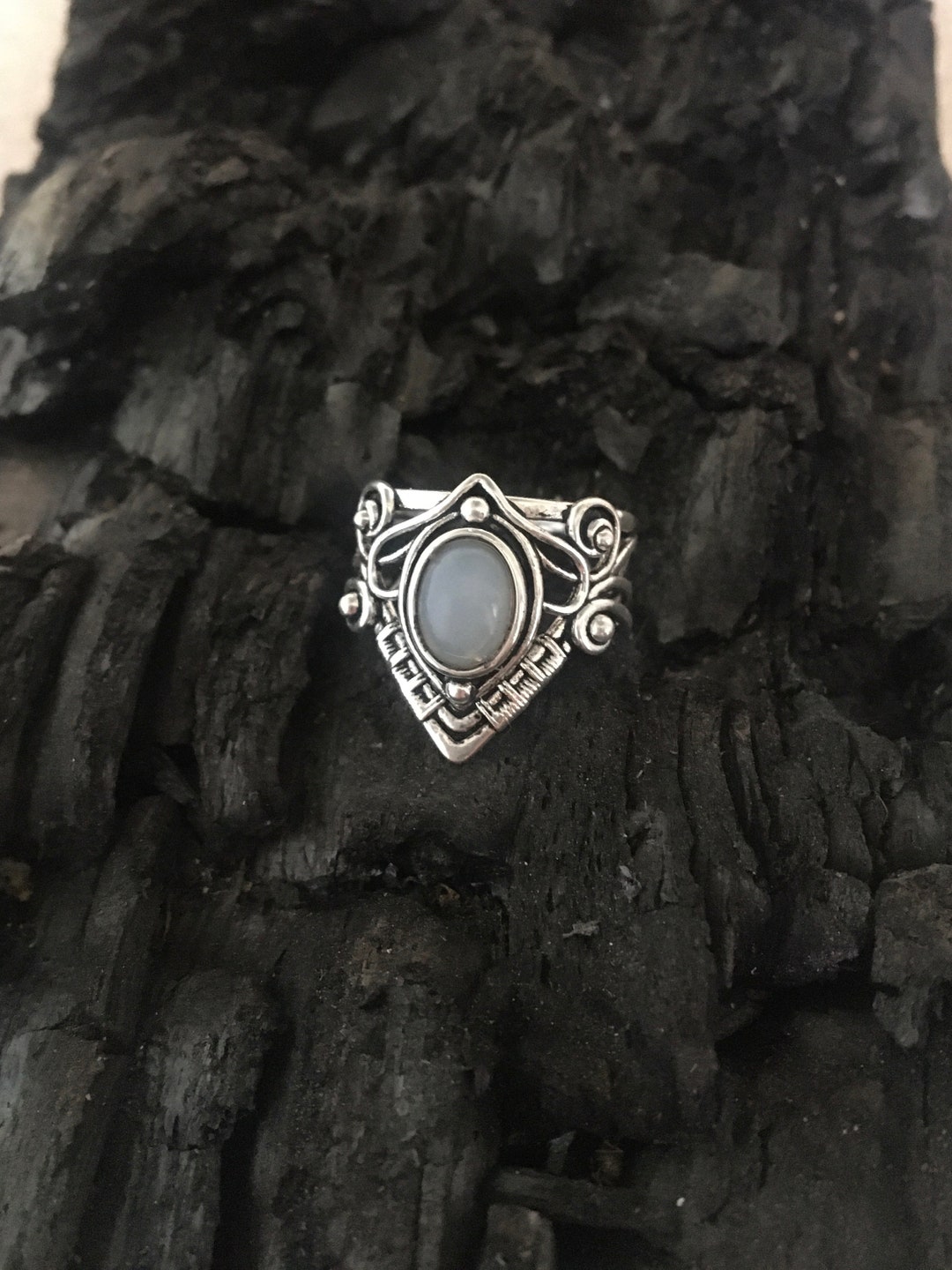 Delicate Antique Silver Victorian Edwardian Gothic Moonstone Ring - Etsy