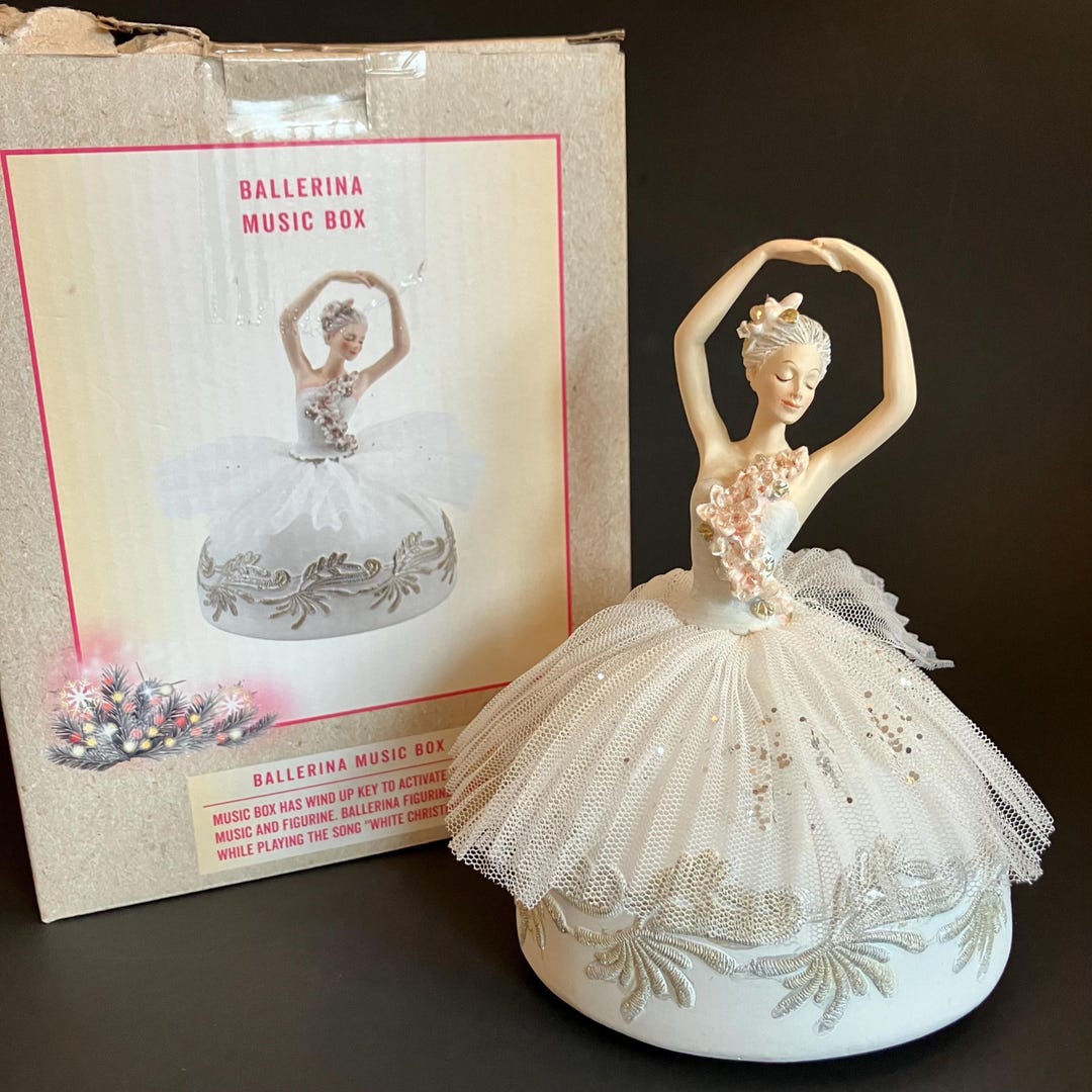 Vintage Ballerina Music Box White Christmas Cracker Barrell Exclusive ...
