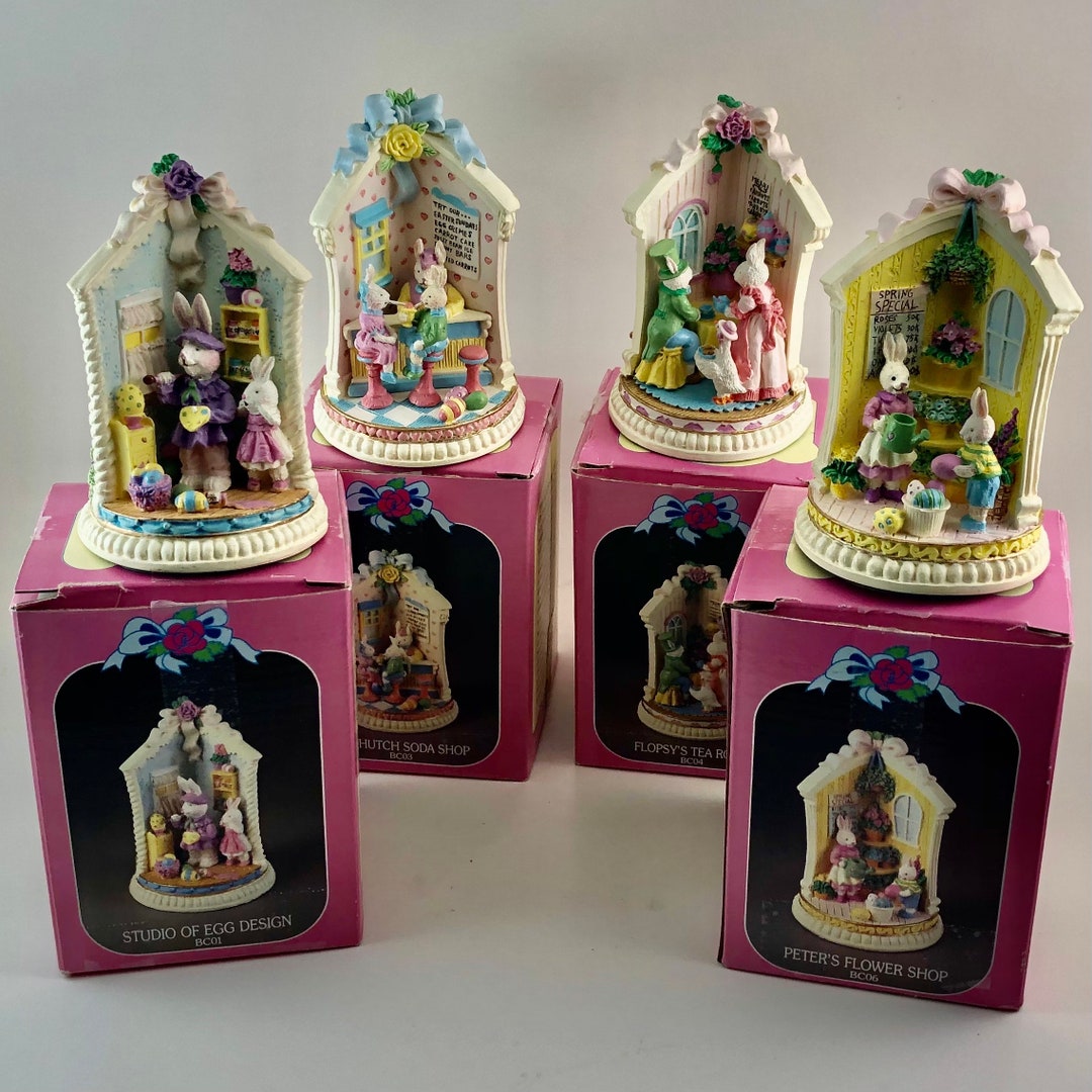 4 Vintage Bunny Corners Family Village Easter Figurines - Etsy