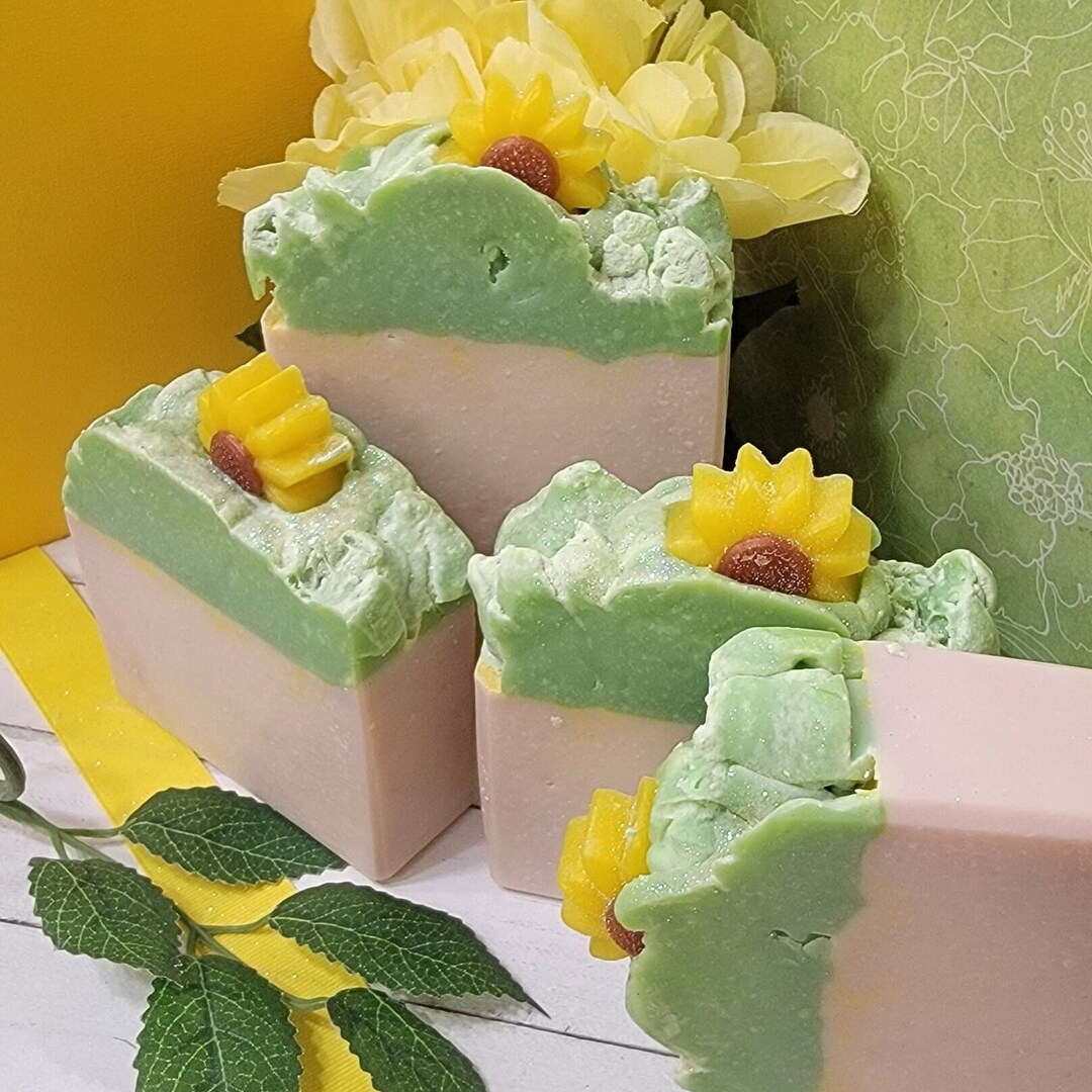 Sunflower Spa Day Soap / Rose Geranium & Lemongrass Bar Soap / Womens ...
