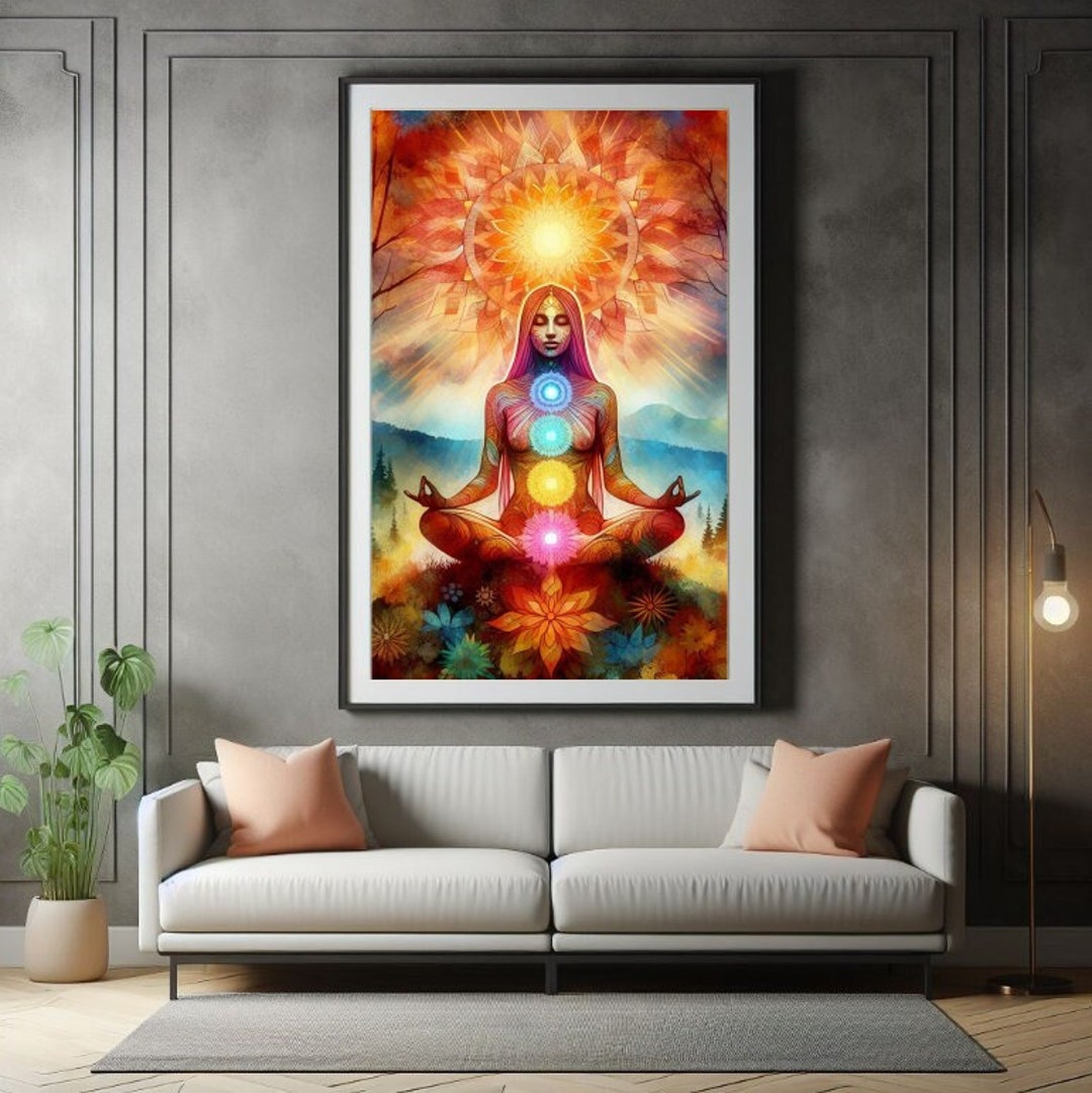 Yoga Wall Art Poster, Meditating Poster, Spiritual Watercolour Poster ...