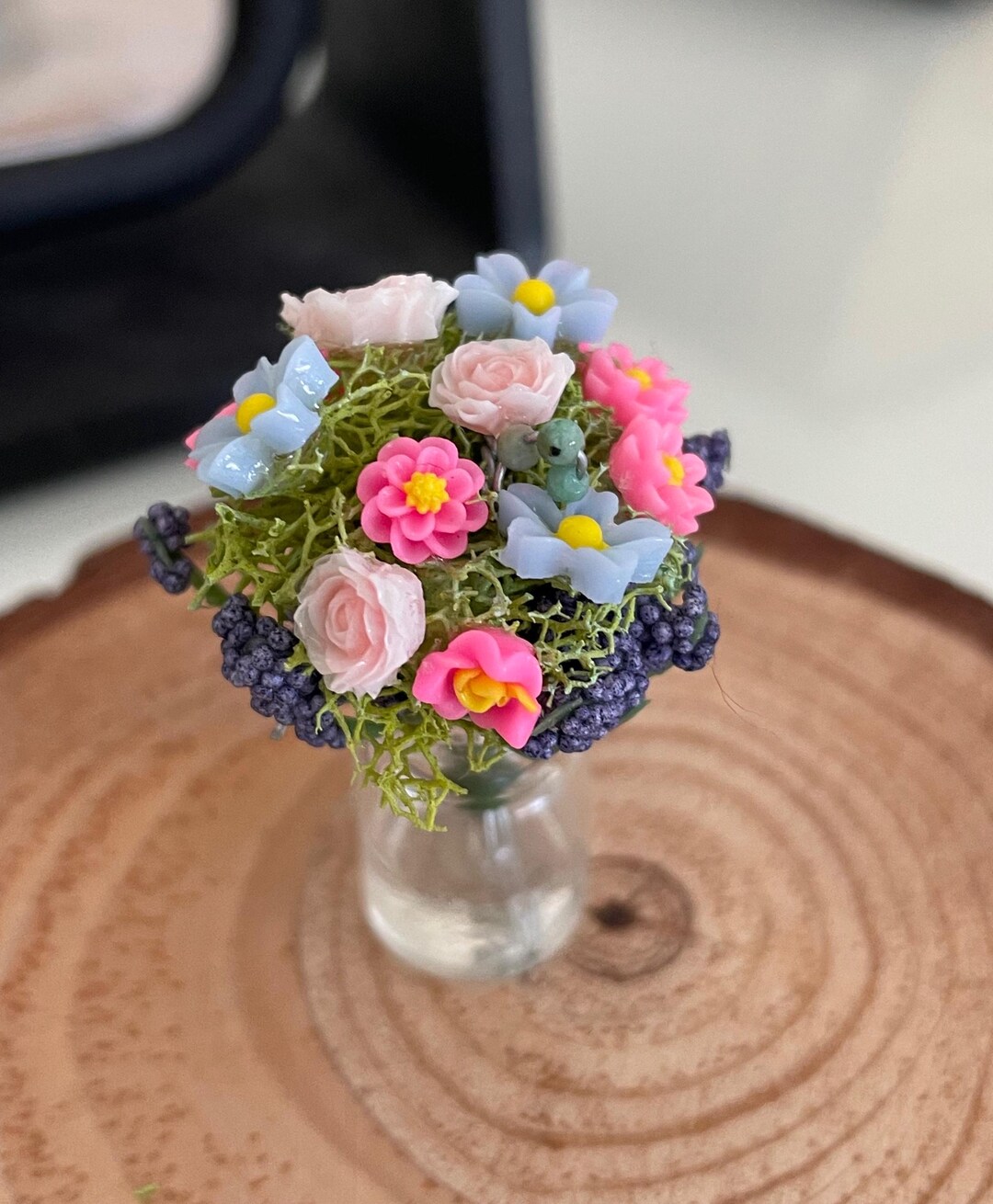 Mini Flower Bouquet in Vase - Barbie Doll Size/ Mini Flowers ...