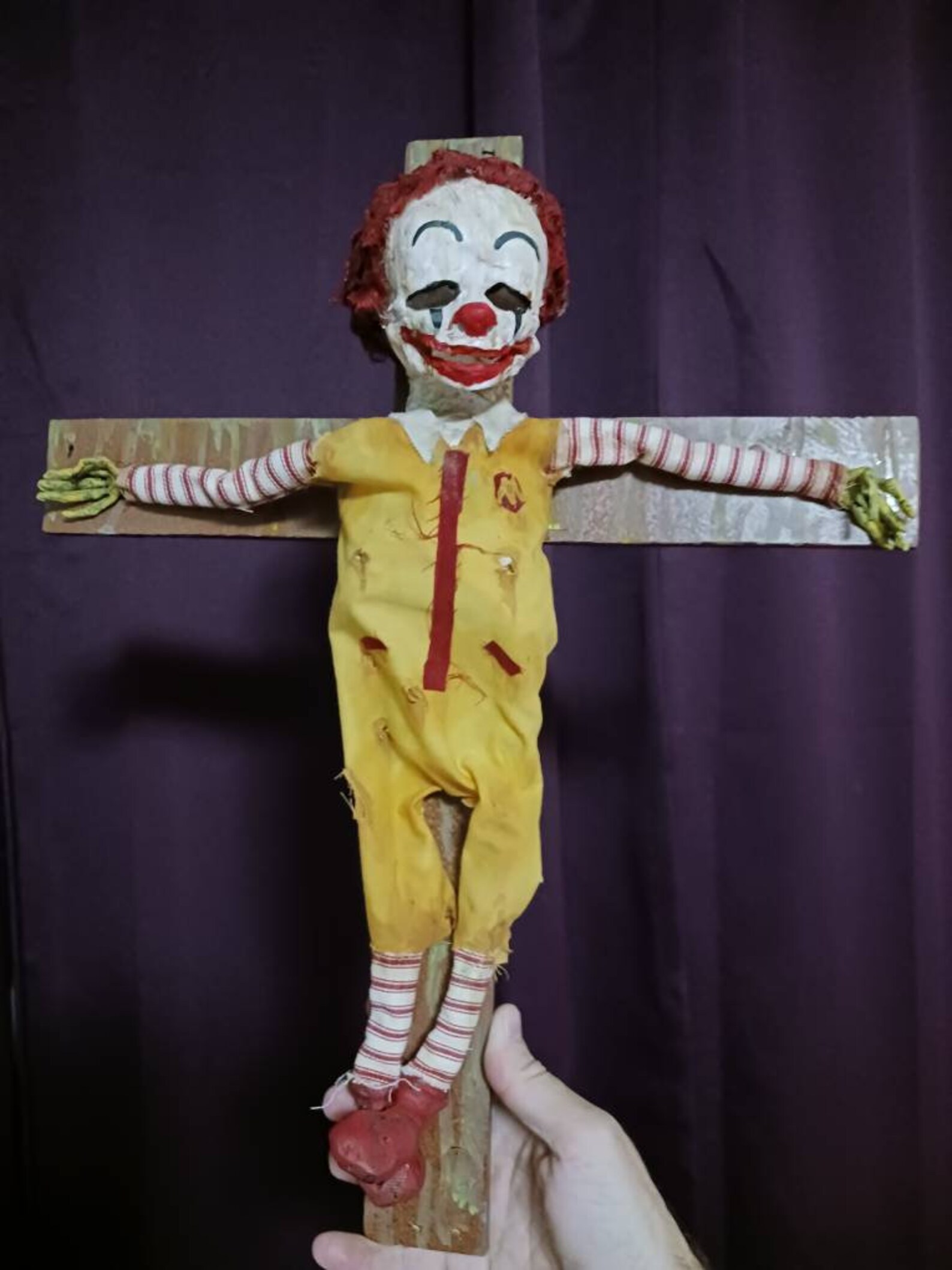 Clown Christ Ooak Cursed Adult Happy Meal Crucifix Sculpture - Etsy