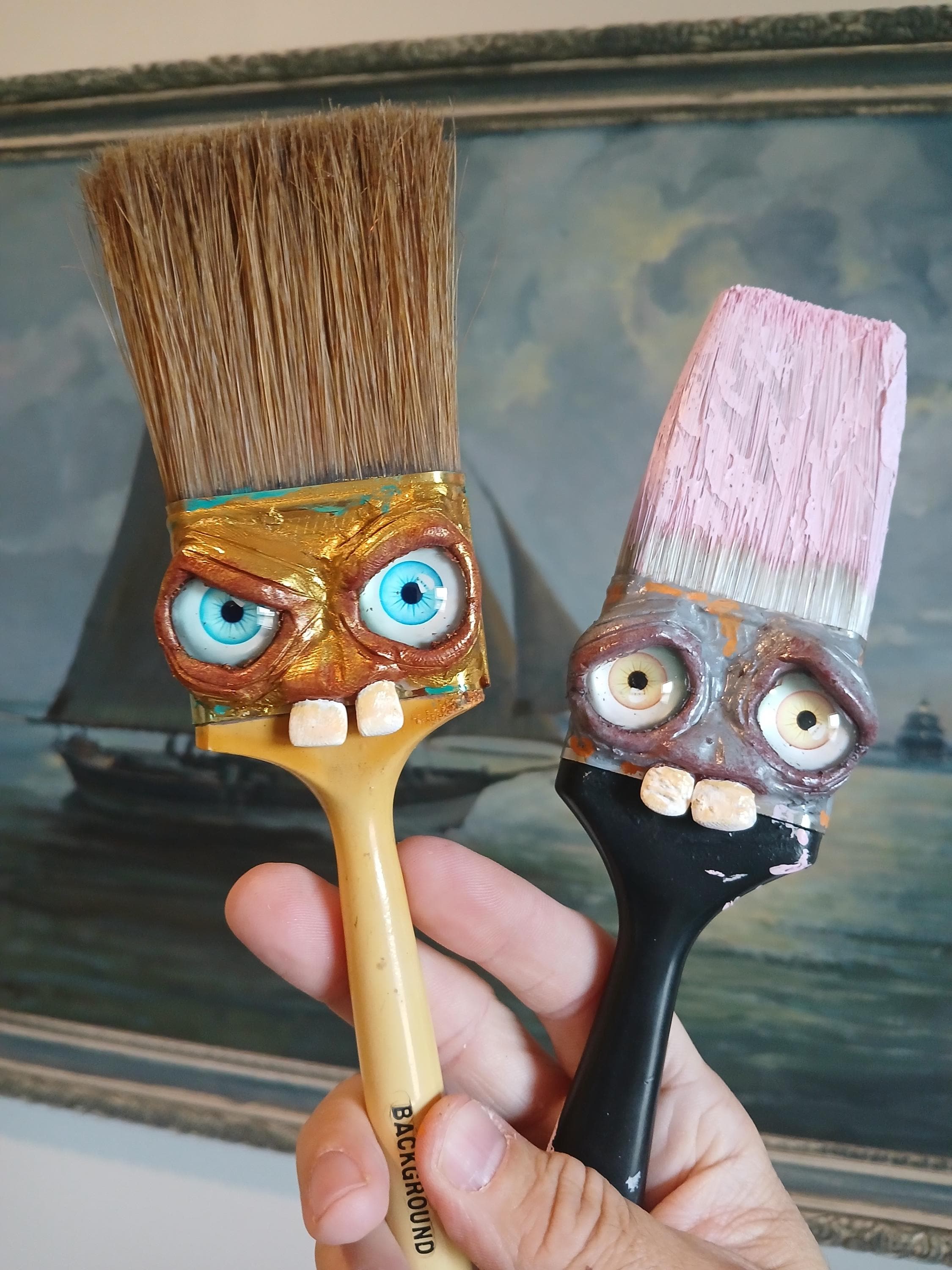 Paintbrush Peeps Upcycled Monster Art - Etsy
