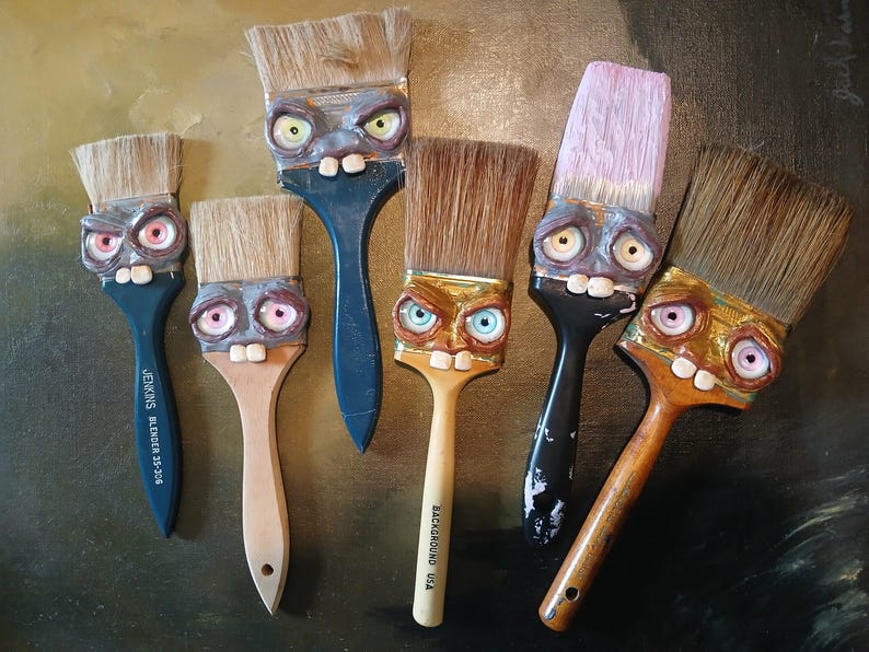 Paintbrush Peeps Upcycled Monster Art - Etsy
