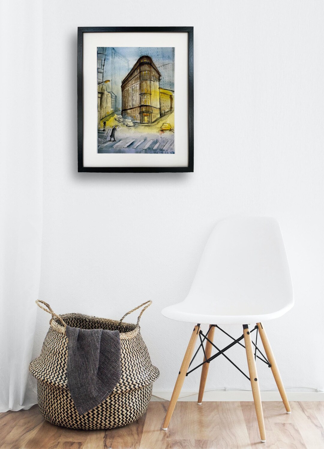 New York City Art Print, Watercolor Painting NYC Street View, Urban ...