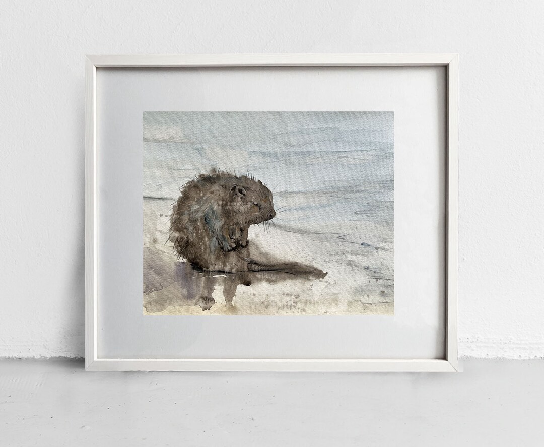ORIGINAL Watercolor Painting of Beaver, Wildlife Animal in Nature ...