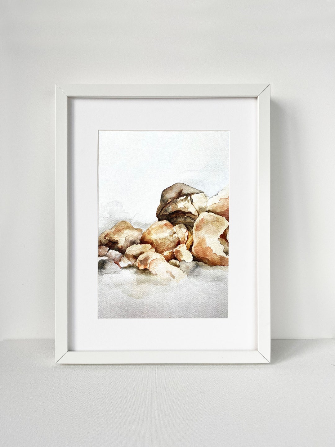 Abstract Rocks Watercolor Art Print: Minimalist Stone Painting - Etsy