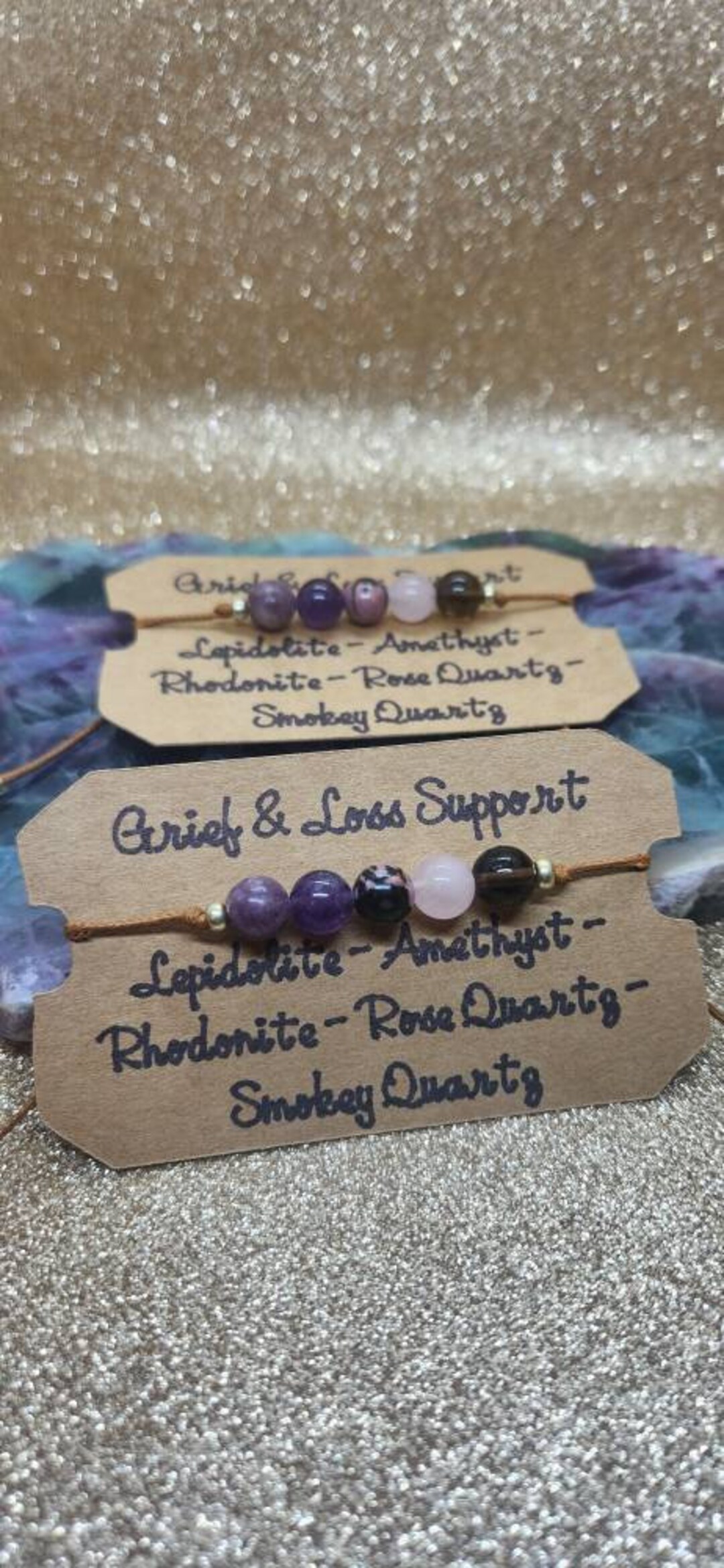 Grief and Loss Support Sliding Knot Adjustable Crystal Bracelet; Fully ...