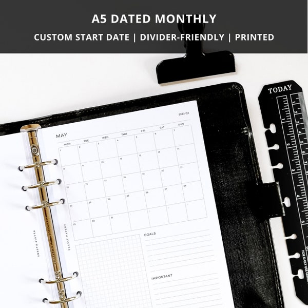 A5 Monthly Calendar One Page - Etsy