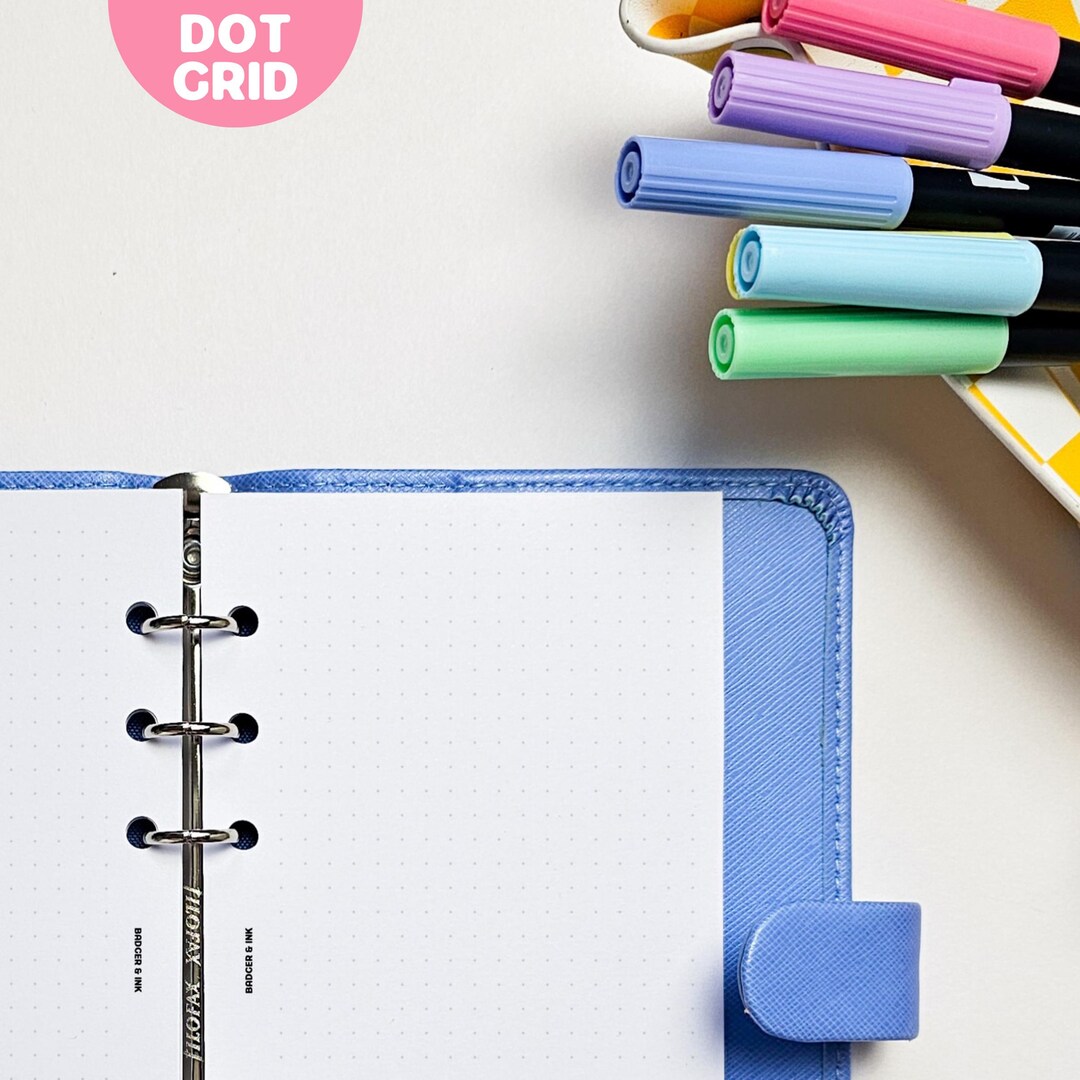 PRINTED Personal Dot Grid Note Planner Inserts | 6 Ring Organiser ...