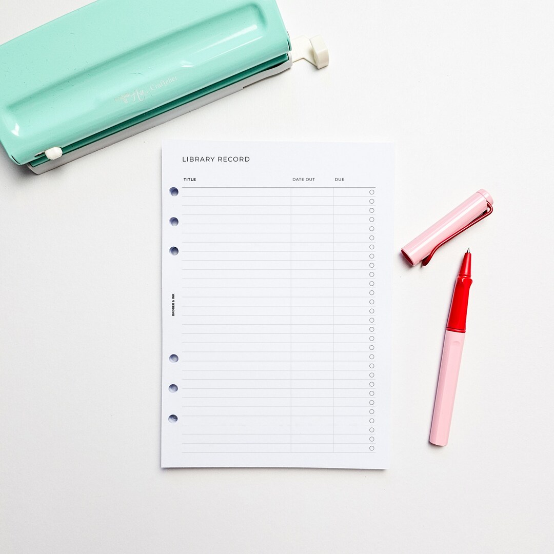 PRINTED A5 Library Borrowing Tracker Planner Inserts | Book Loan Log, Library Reminders, School ...