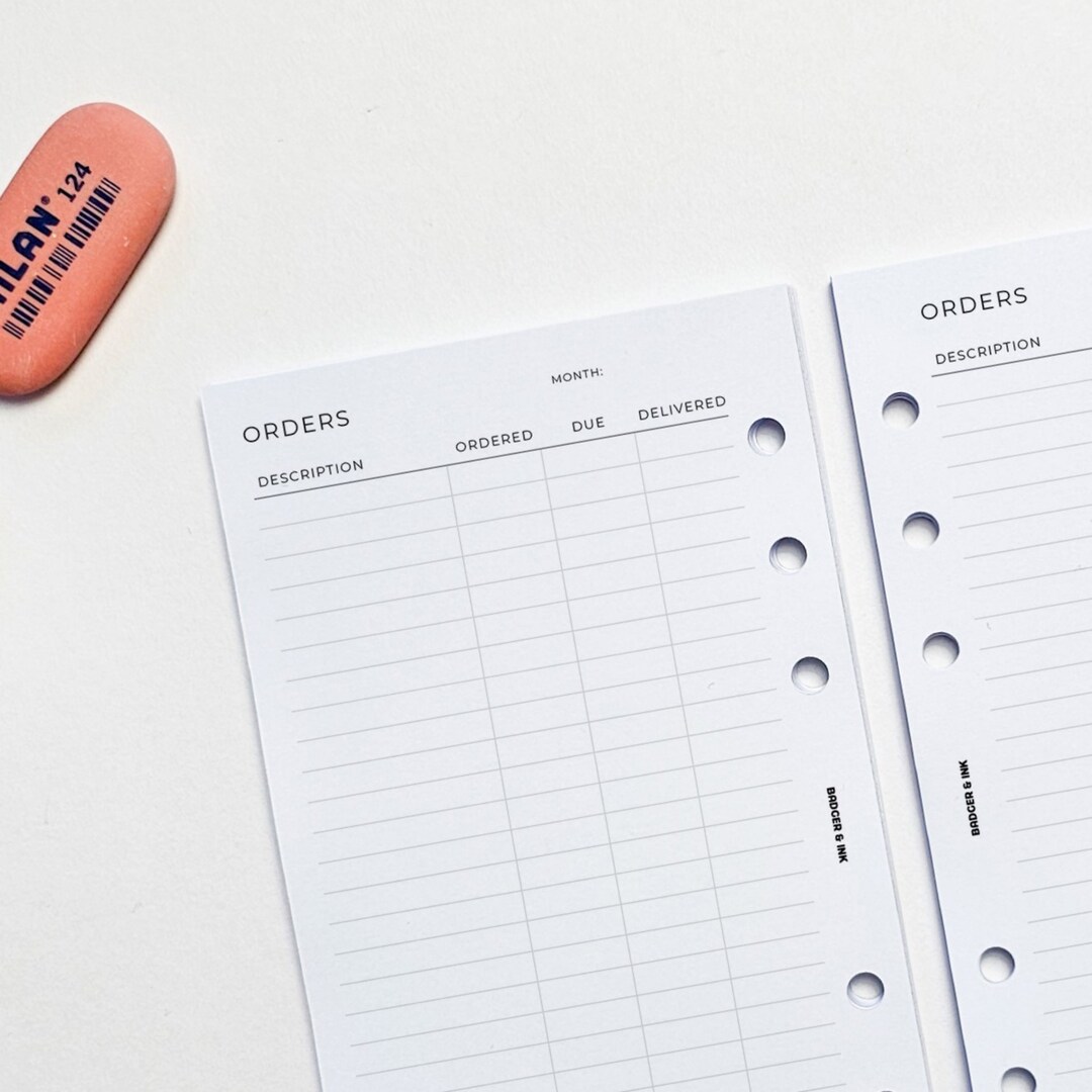 PRINTED Personal Order Tracker Planner Inserts - Etsy