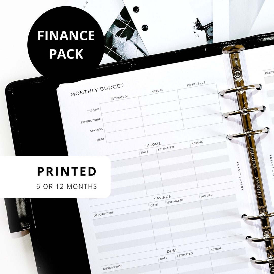 PRINTED A5 Finance Pack Planner Inserts 6 Ring Organiser Budget Planner ...
