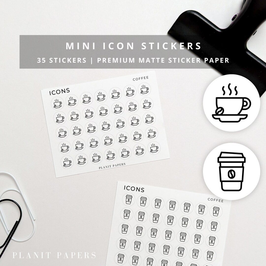 ICON STICKERS Coffee Functional Matte Planner Stickers Mini Icon ...