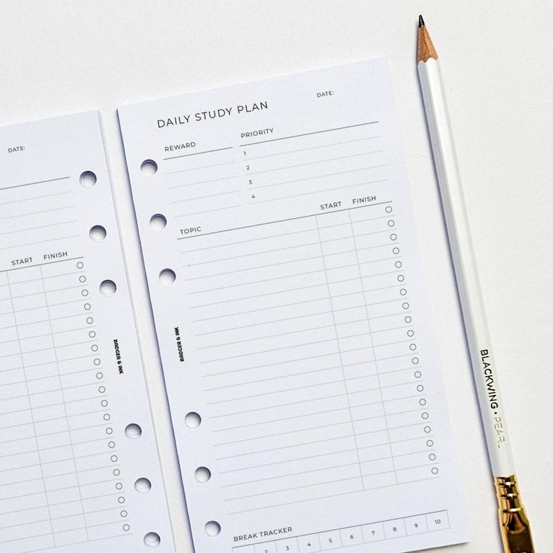 PRINTED Personal Daily Study Planner Inserts | Academic Planner ...