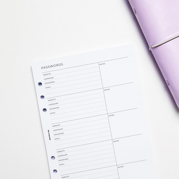 Refillable Password Book - Etsy