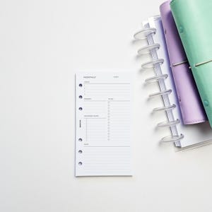 PRINTED Personal Monthly Planner Inserts | Separable | 6 Ring Binder ...