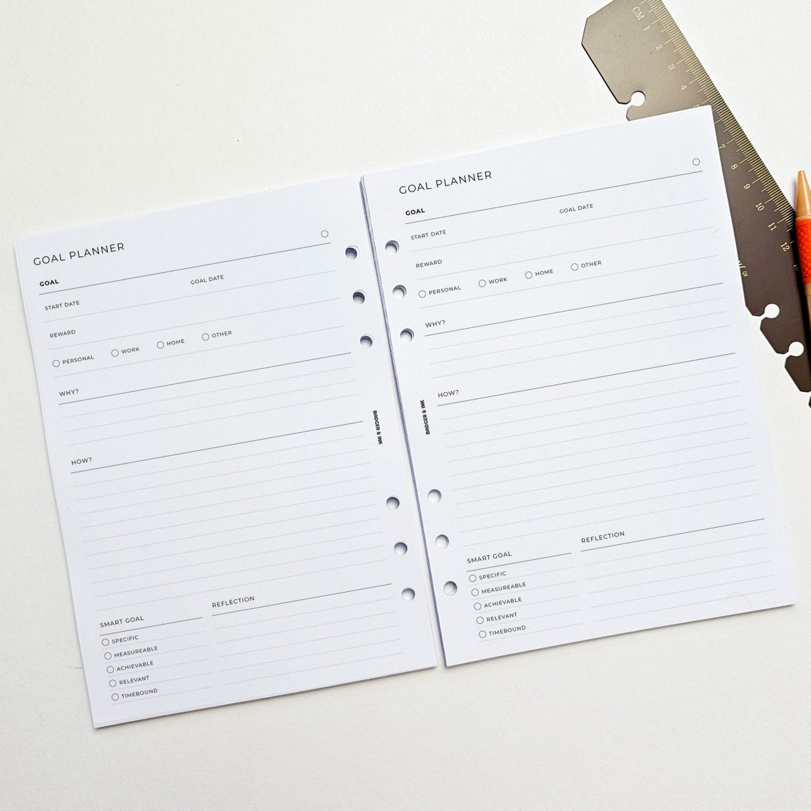 Goal Setting A5 Planner Inserts | Filofax 6 Ring Binder - Etsy
