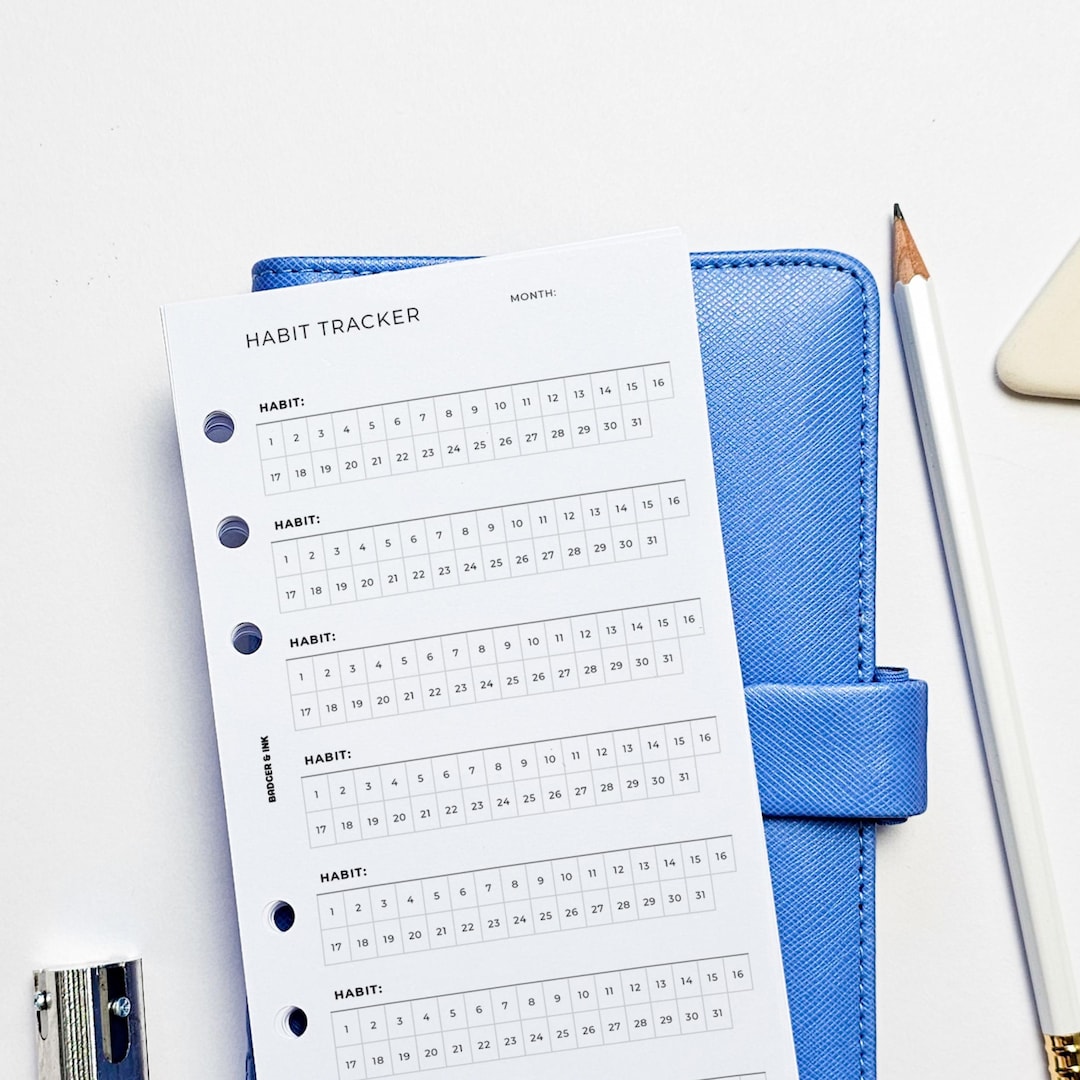 PRINTED Personal Habit Tracker Inserts | Goal Tracker | 6 Ring ...
