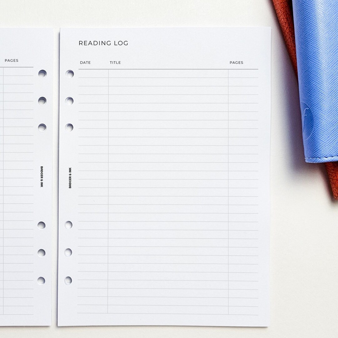 PRINTED A5 Reading Log Planner Inserts - Etsy