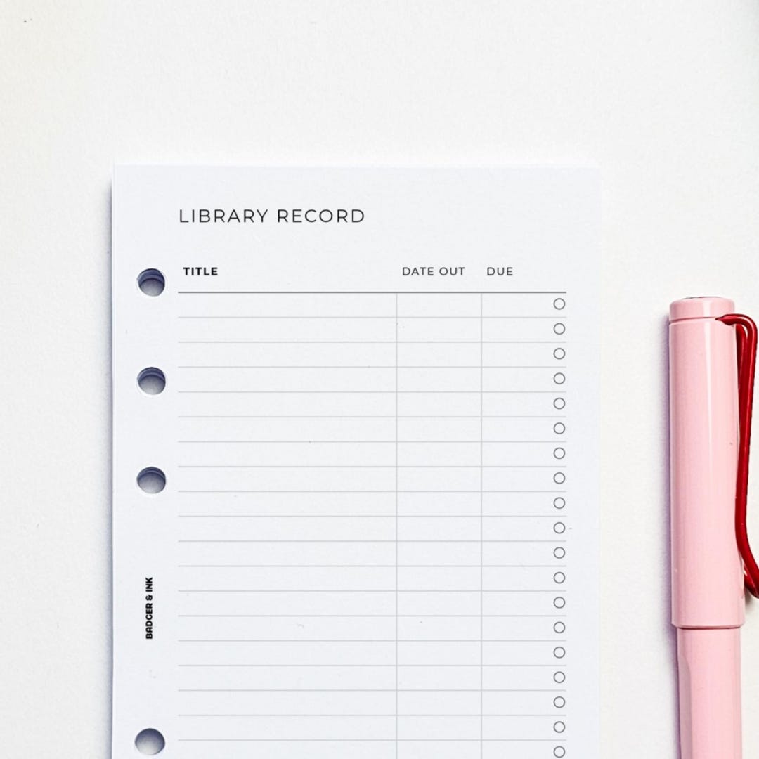 PRINTED Personal Library Planner Inserts | Book Loan Reminders, School ...