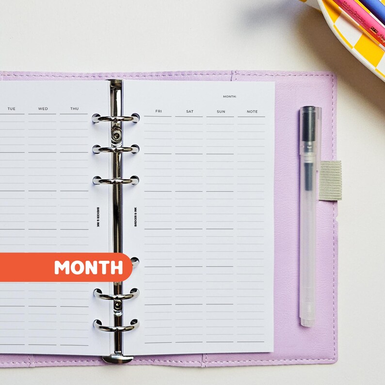 PRINTED Personal Monthly Planner Inserts | Separable | 6 Ring Binder ...