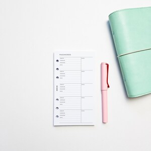 PRINTED Personal Password Planner Inserts | 6 Ring Organiser | Password ...