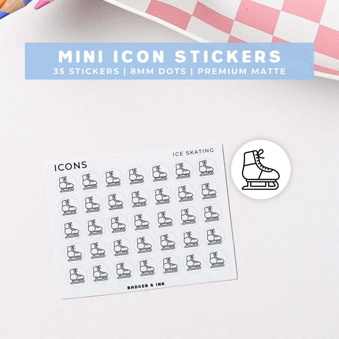 Ice Skating Stickers | Mini Icons | Figure Skating, Ice Hockey - Etsy