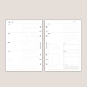 PRINTED A5 Weekly Planner Inserts 6 Ring Organiser Undated - Etsy