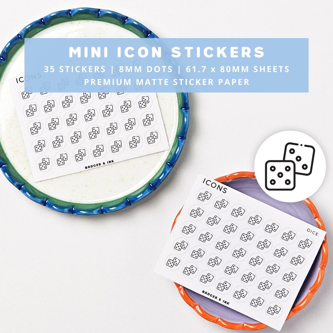 Mini Dice Icon Stickers | Dice, Game Night, Board Games, Fun, Hobby ...