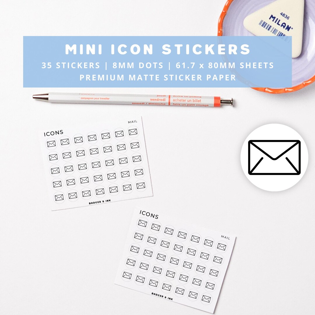 Mini Mail Icon Stickers | Mail, Post, Letter, Delivery Reminder ...