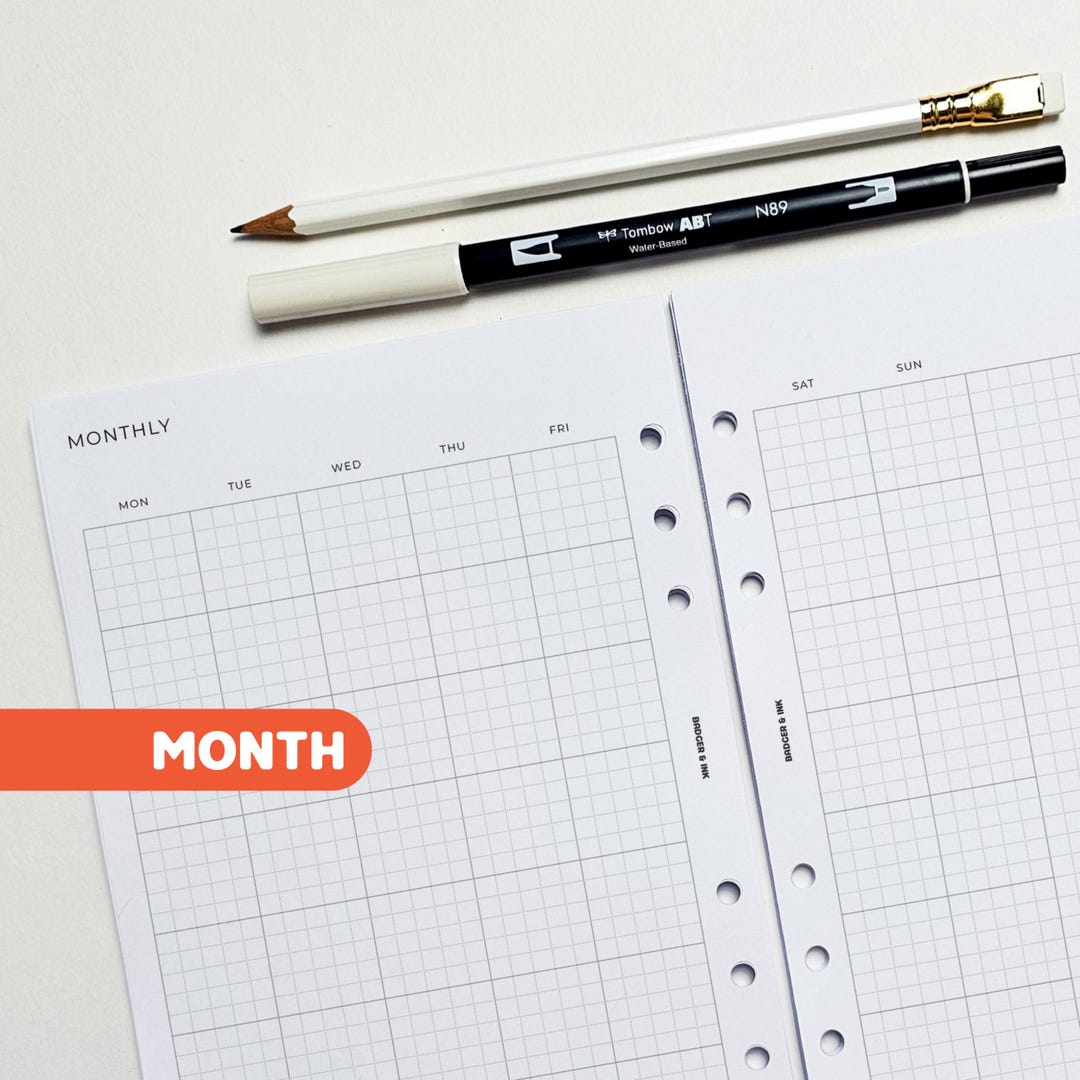 PRINTED A5 Monthly Planner Inserts | Separable | 6 Ring Binder | Disc ...