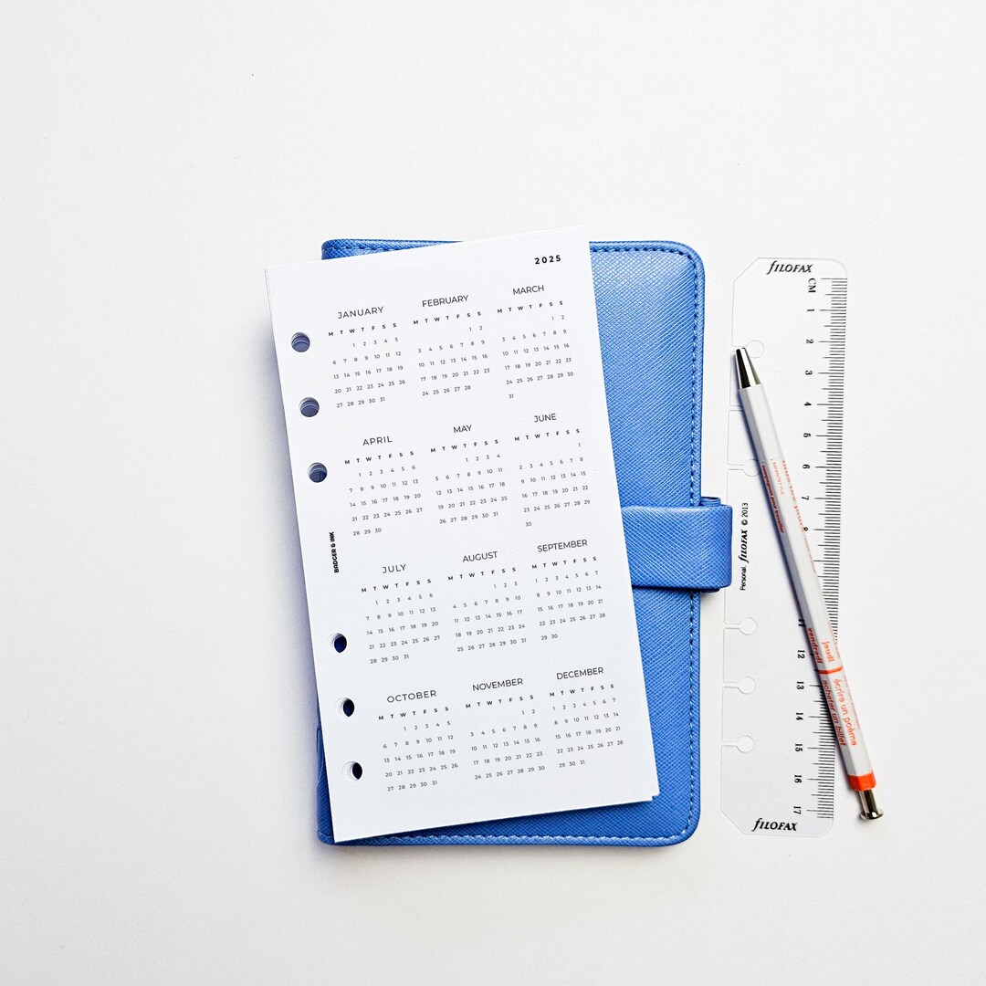 PRINTED Personal Yearly Overview Planner Inserts | 2025 Calendar | 6 ...