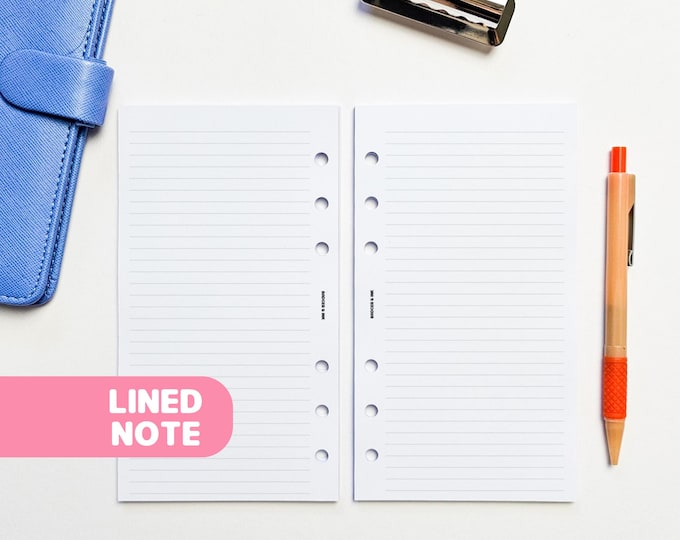 PRINTED Notes Pages, Lined Paper, Punched Notepaper, Planner Refill for ...