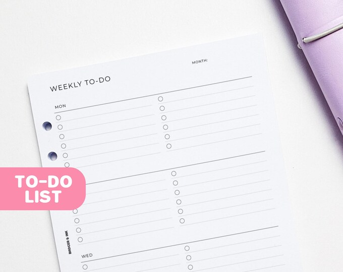 A5 Planner Inserts /weekly Inserts /monthly Inserts/daily Grid/to Do ...