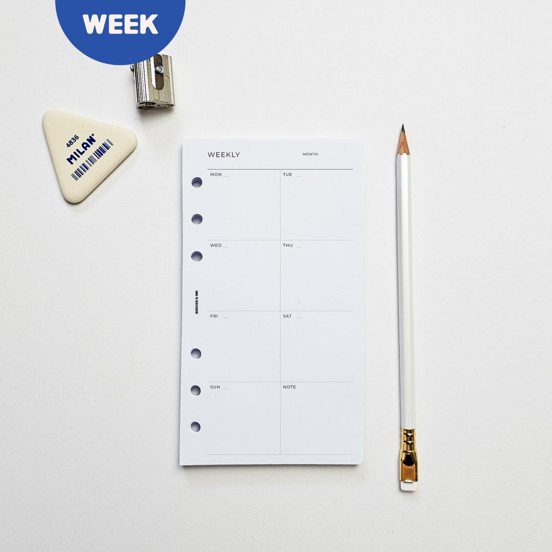 PRINTED Personal Weekly Planner Inserts | 6 Ring Organiser | Undated ...