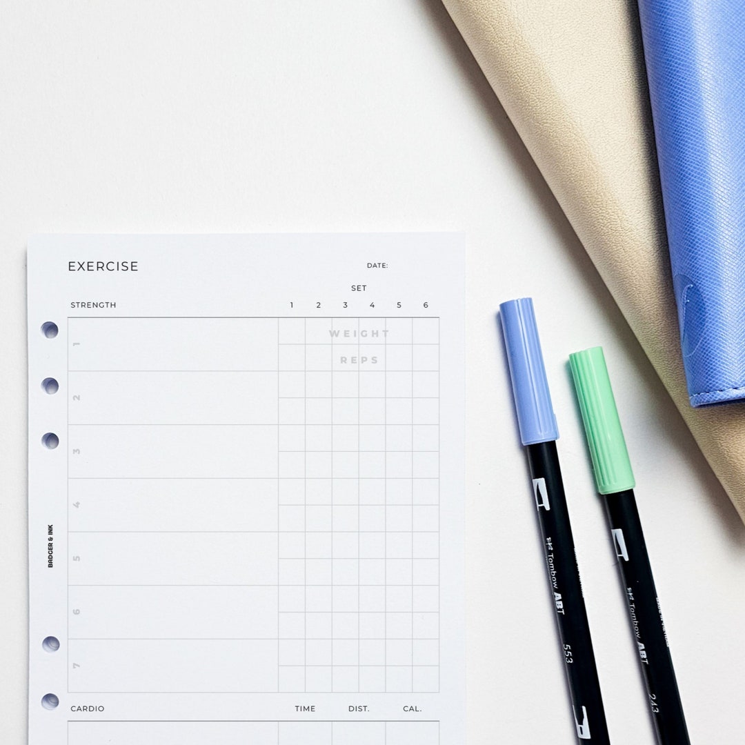 PRINTED A5 Exercise Planner Inserts | Fitness Tracker, Gym Workout ...
