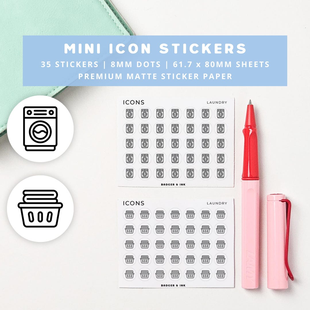 ICON STICKERS Laundry Home Management | Functional Matte Planner ...